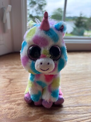 RETIRED Ty Beanie Boo Plush Wishful the Unicorn Colorful Spotted 6 ...