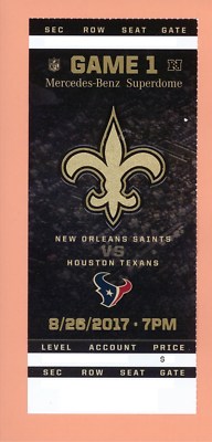 Houston Texans @ New Orleans Saints 2017 NFL ticket Topps Deshaun ...