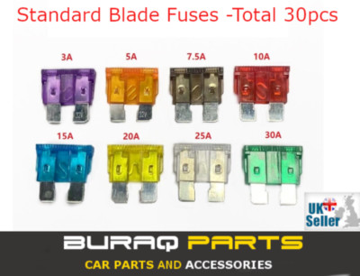 Standard Blade car Fuses Set 5, 10, 15, 20, 25, 30 Amp Car Bike | eBay UK