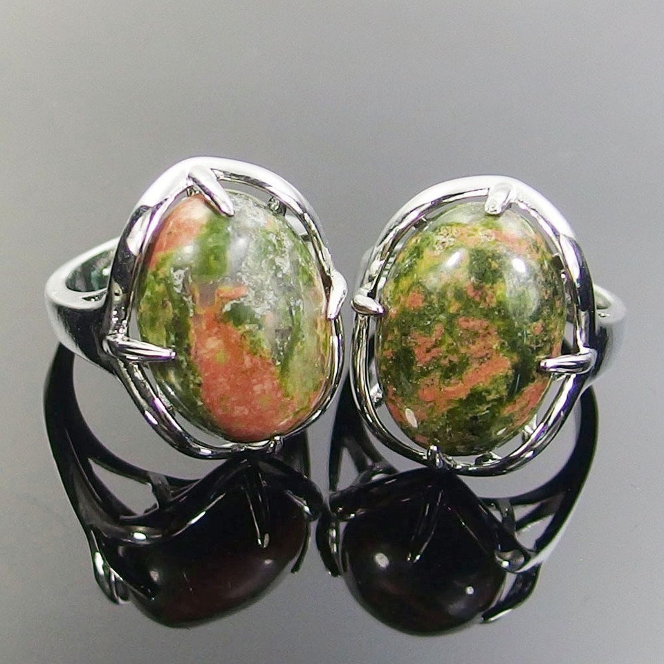 silver plated adjustable rings set with assorted natural gemstone beads ...