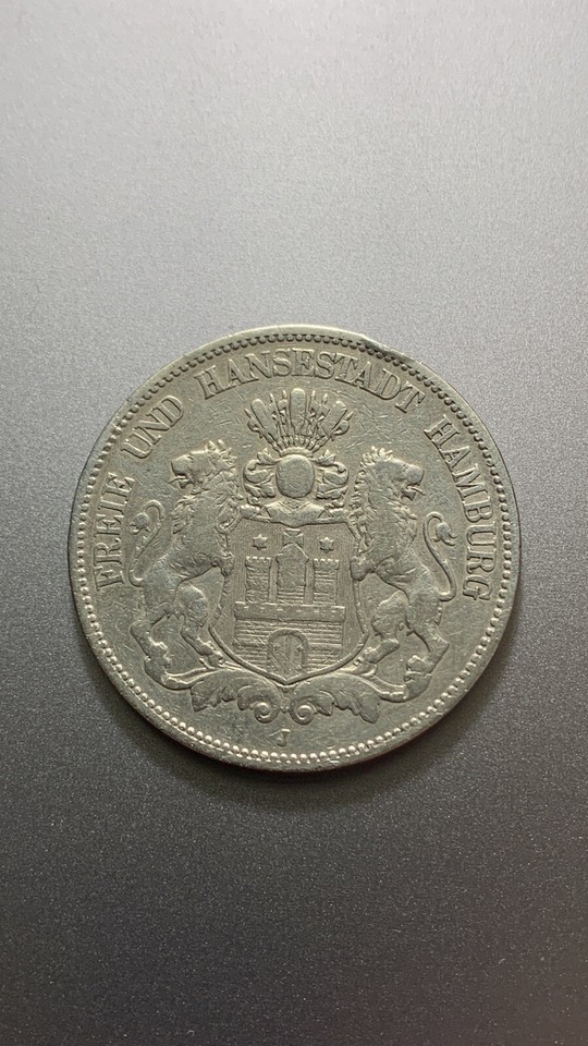 German FUNF MARK (( 5 MARKS )) SILVER COIN 1876 , BEAUTIFUL CONDITION ...