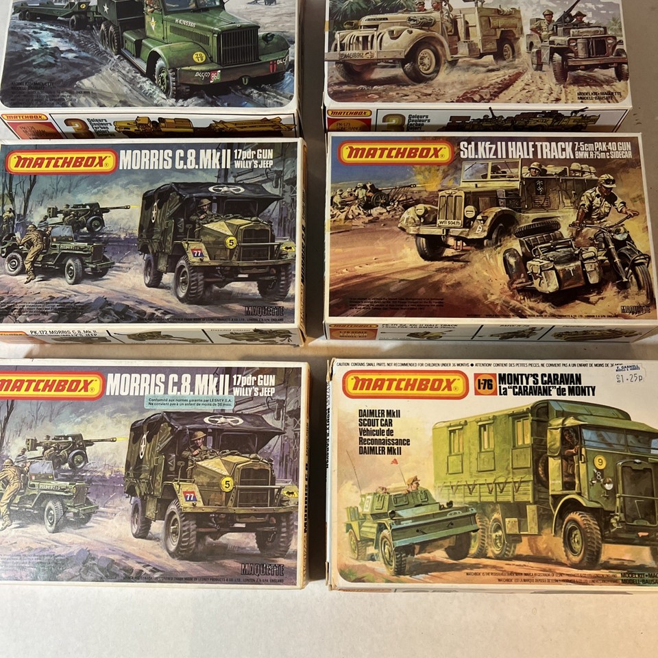 LOT OF (6) VINTAGE 1970'S MATCHBOX 1/76 WORLD WAR II MODEL KITS - new ...