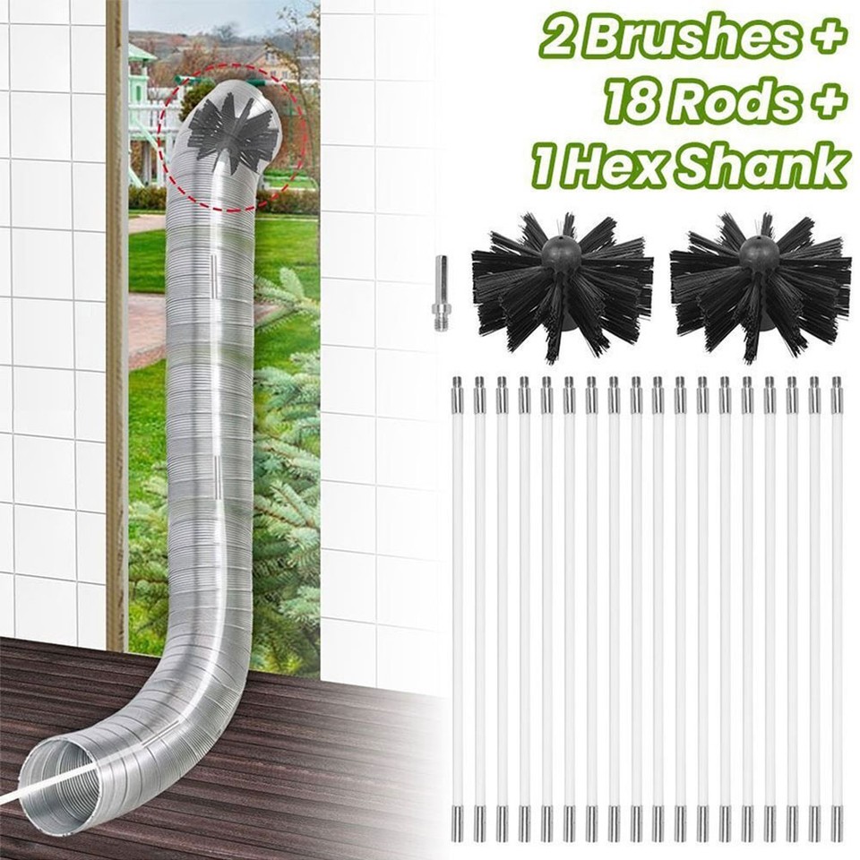 21Pcs Flexible Chimney Sweep Set Flue Sweeping Brush Rod Kit Soot ...