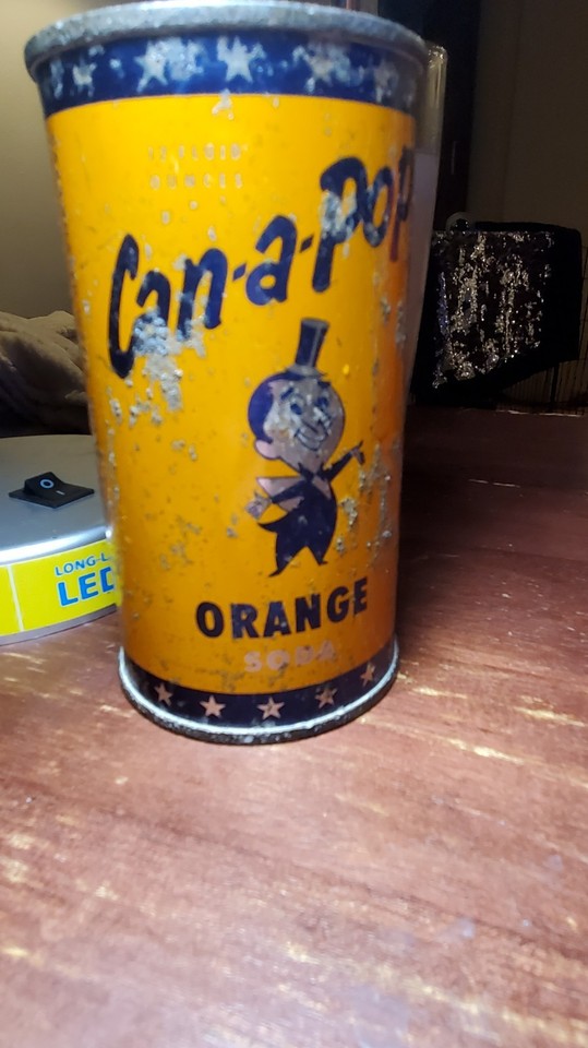 Can-a-Pop Orange Vintage Flat Top Soda Can | eBay
