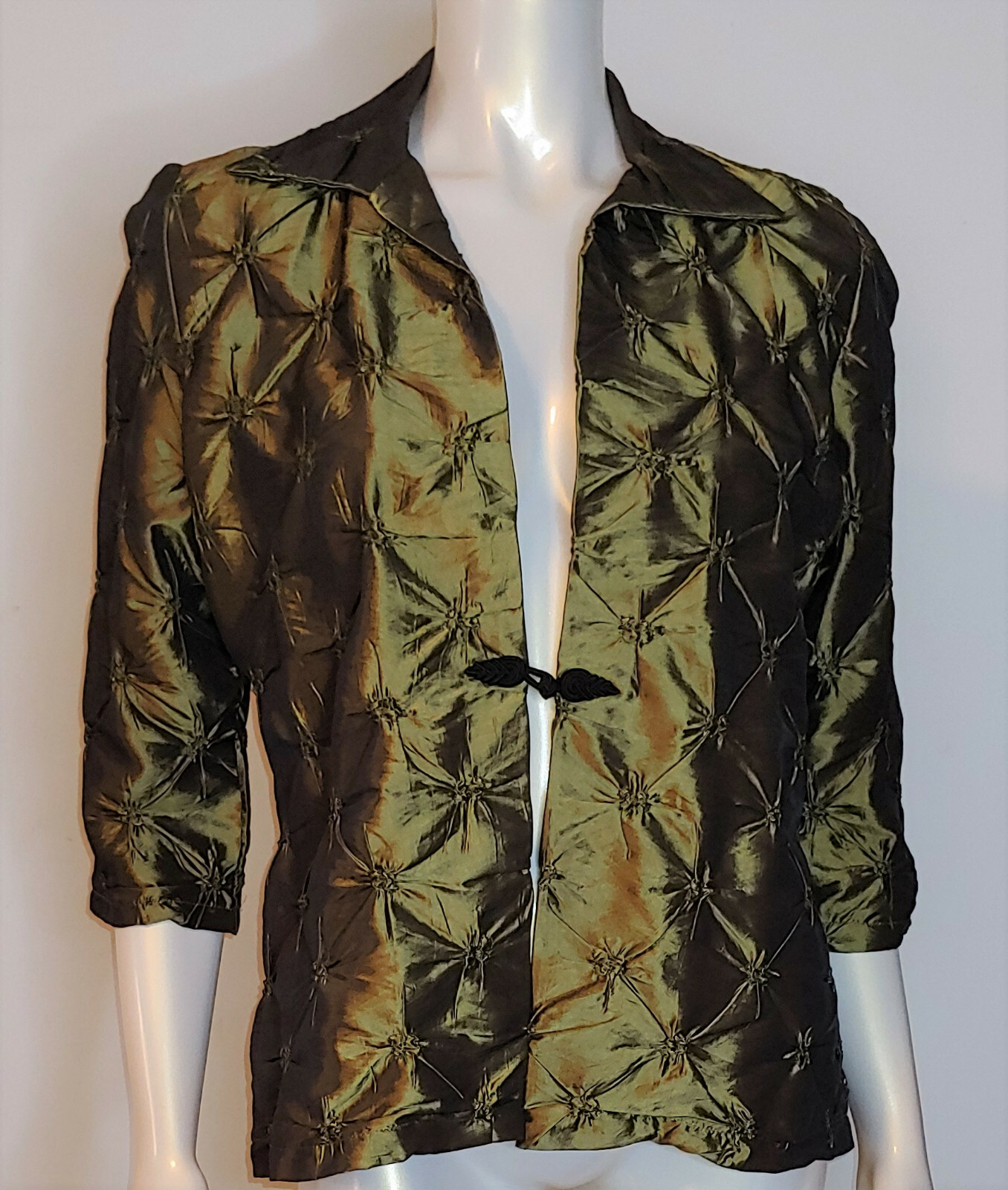 Mimi Hay Citrine Green Silk Jacket S Stitched Details… - Gem