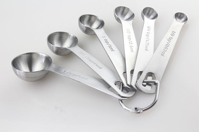 6Pcs SS304 Household Measuring Spoons Teaspoon Tablespoon Condiment ...
