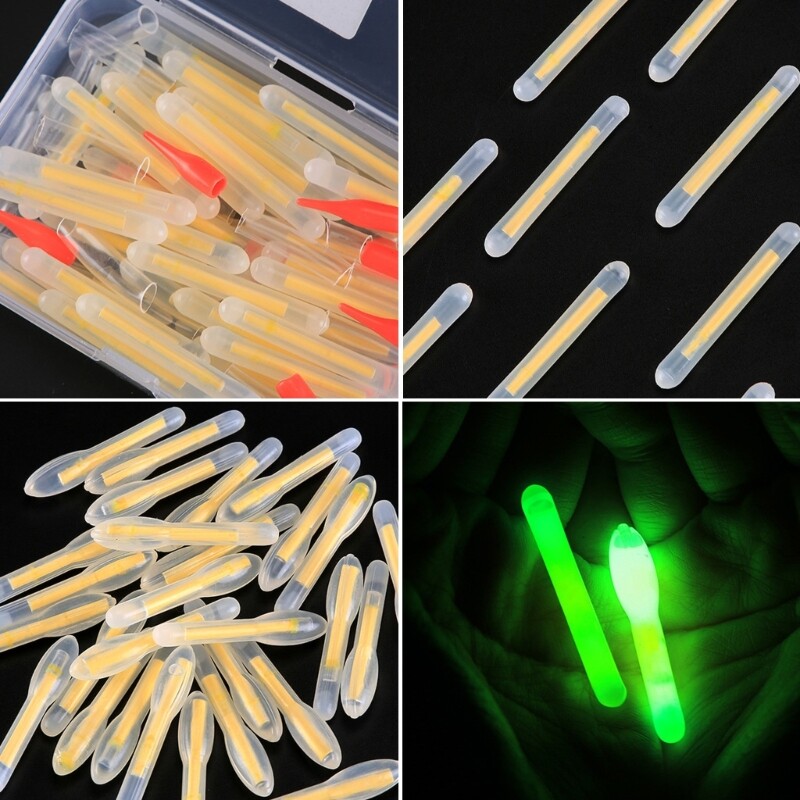 50 Pcs Fishing Glow Bright Green Fluorescent Light Rod Tip Glow Sticks ...