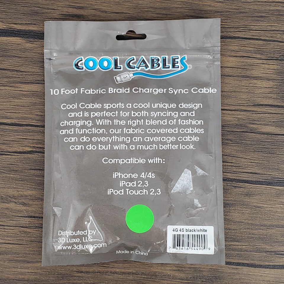Cool Cables 10 Foot Fabric Braid Charger Sync Cable for iPhone 4/4s | eBay