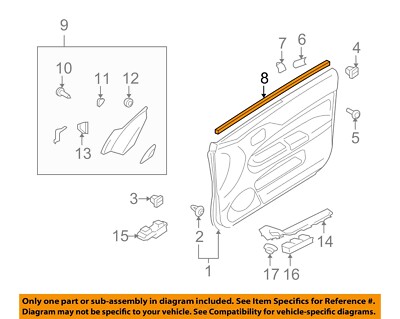 MITSUBISHI OEM 08-17 Lancer Front Door Interior Trim-Belt W'strip ...