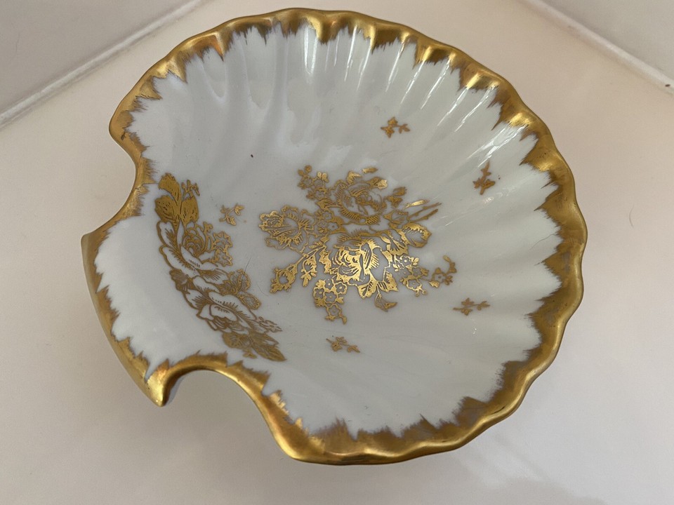 Limoges France Hand Painted Dish Trinket Shell Gold Trim Plate Small | eBay