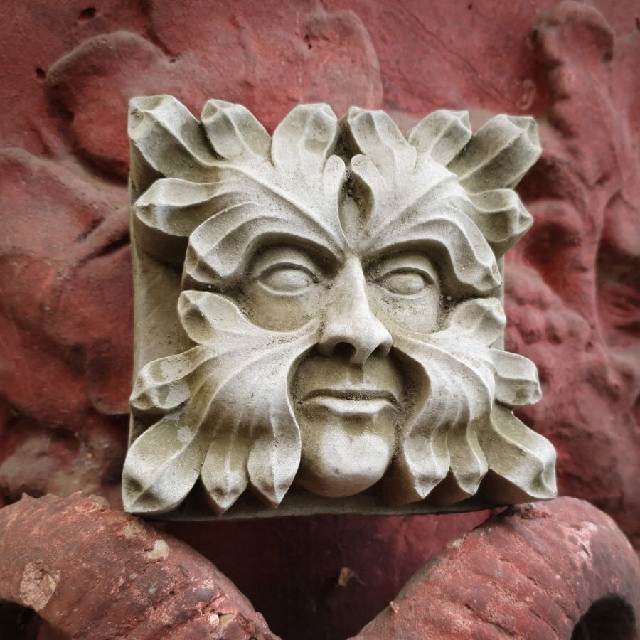 Square Green Man Stone Hanging Plaque | Ivy Outdoor Statue Decor Garden Ornament | eBay UK