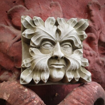Square Green Man Stone Hanging Plaque | Ivy Outdoor Statue Decor Garden ...