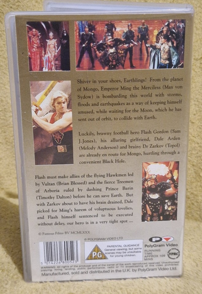 Flash Gordon VHS Video Tape Cult Classic 1980s Sci Fi Vintage 80s Film ...