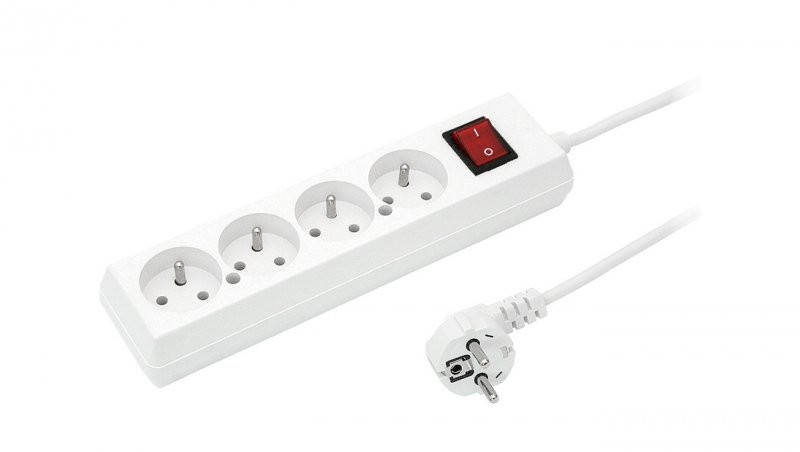 Przedłużacz z wyłącznikiem 4-gniazda z/u 10A 5m /OMY 3x1/ biały PS-470WS T-10596 | eBay