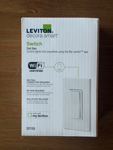 Leviton Decora Smart Wi-Fi Switch, 15A, 2nd Gen, D215S-1BW - new sealed ...