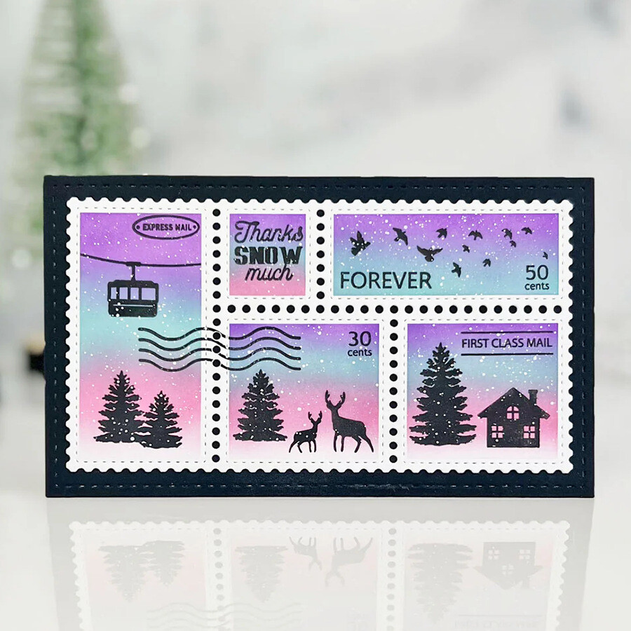 Postage Stamp Frame Metal Cutting Dies Die Cuts Stencils Scrapbooking ...