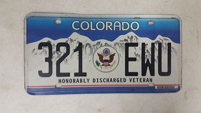 EXPIRED COLORADO Honorably Discharged Veteran License Plate 321 EWU | eBay