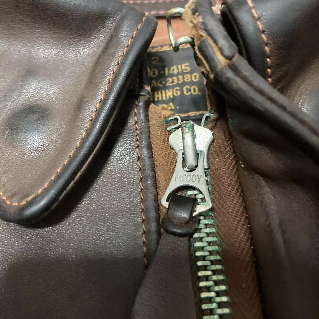 REAL McCOYS A-2 Leather Flight Jacket Size 38 Brown Stand REAL McCOYS A-2 Leather Flight Jacket Size 38 Brown Stand