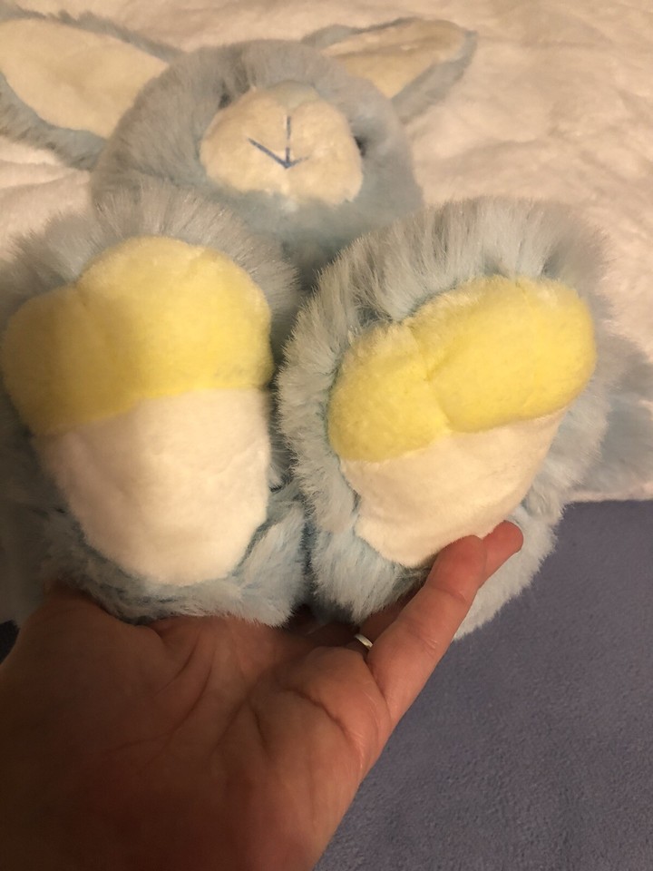 23” Pastel Baby Blue Bunny Rabbit Plush Stuffed Animal Vintage Yellow ...