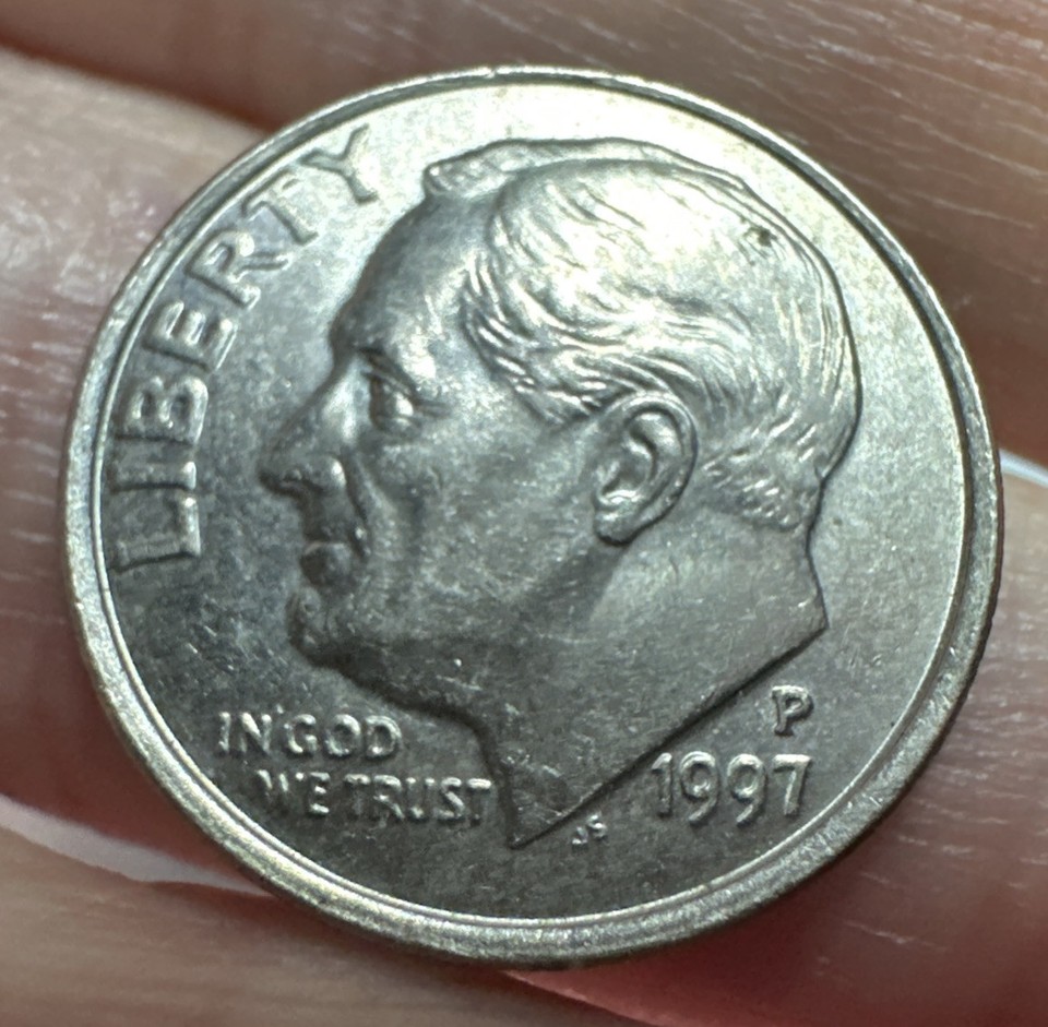 1997 P Roosevelt Dime 10 C Misaligned Die Off Center Strike Error Coin ...