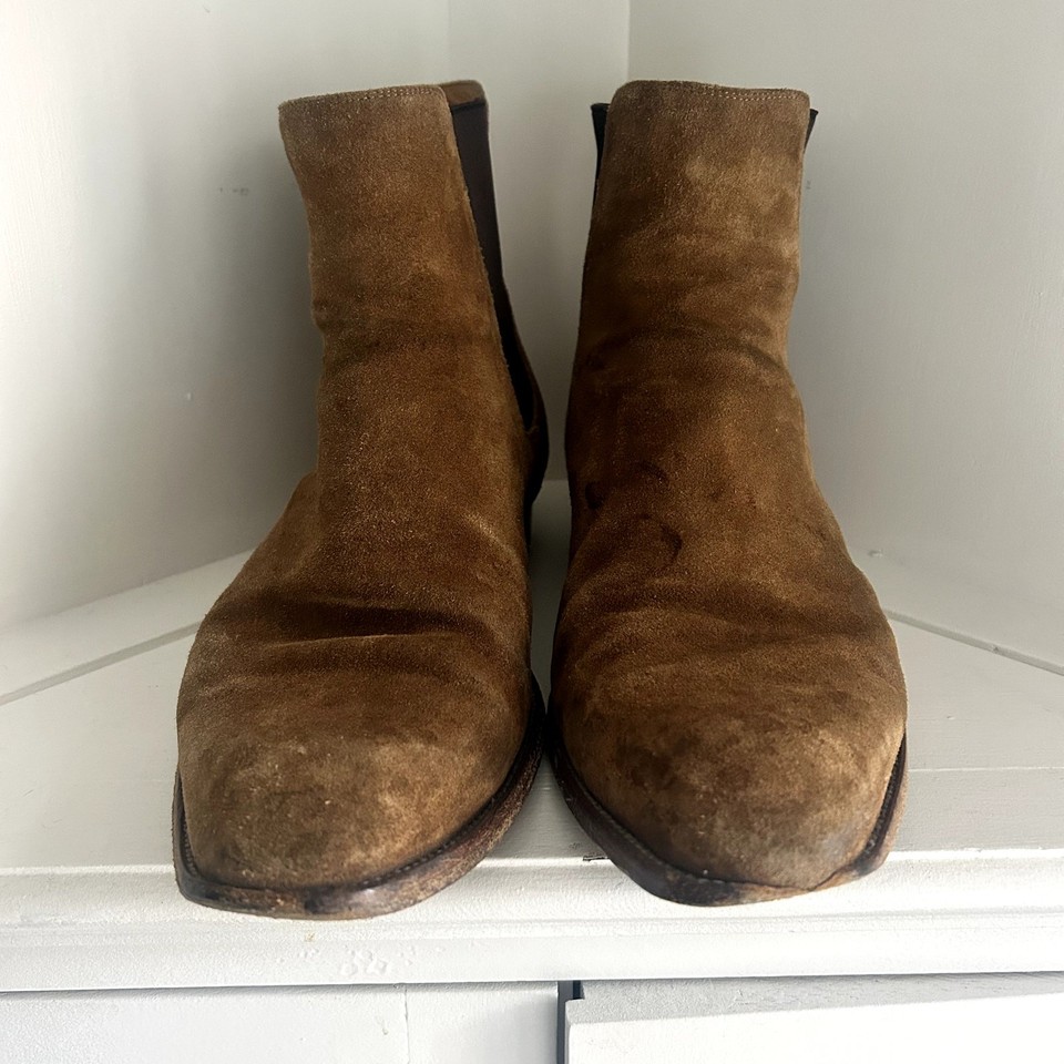 Men's YSL Saint Laurent tan suede chelsea boots 43 | eBay