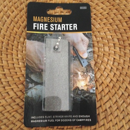 Magnesium Fire Starter w/ Serrated Metal Blade Camping Survival Tools ...