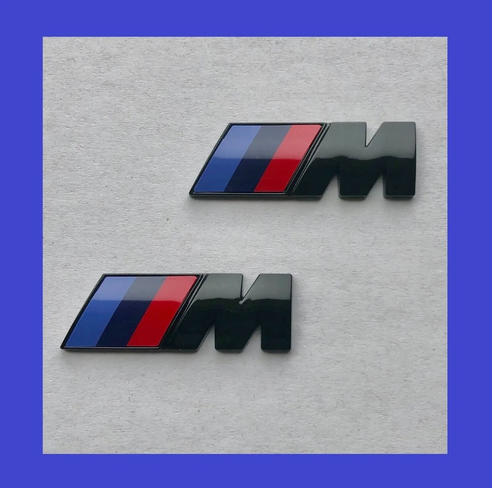 2x BMW M Sport Emblem Gloss Black Sticker Side Wing Fender Badge ...