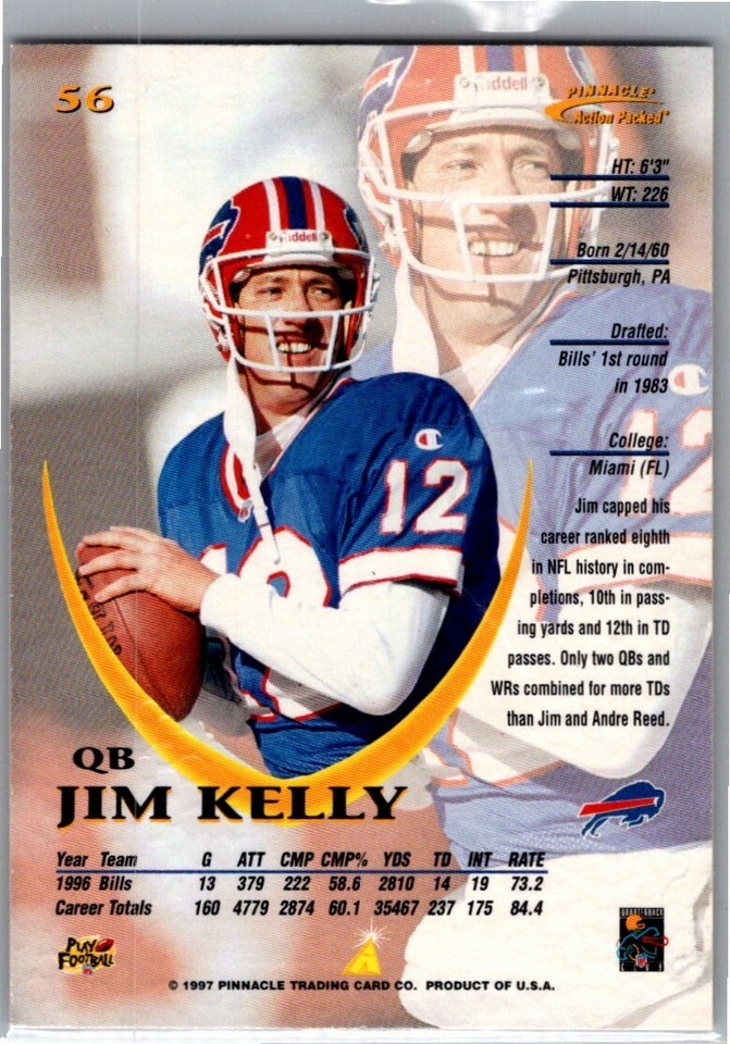 1997 Action Packed Football Card #56 Jim Kelly | eBay