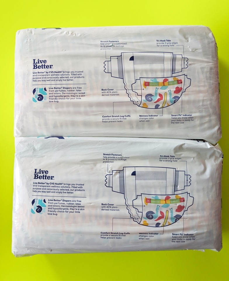 Live better by CVS Health Size 1 Baby Diapers 8-14lbs - Lot of 2 (40 ...