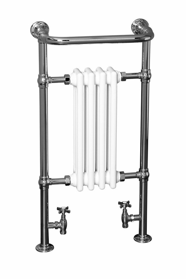 Traditional Bathroom Heated Towel Rail Column Radiator White & Chrome ...
