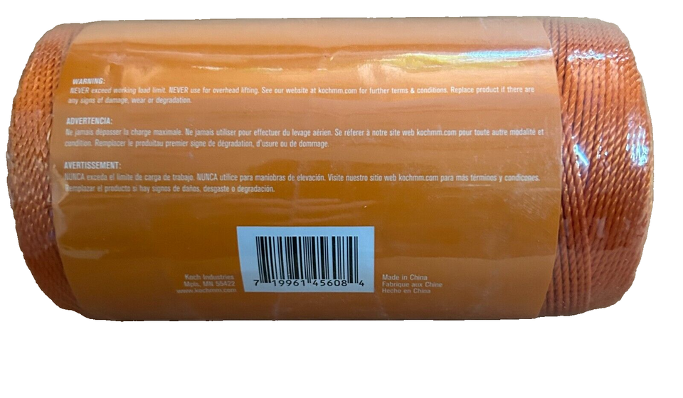 1000 FT #18 Mason Line Twisted Cord Chalk Seine Twine String Orange ...