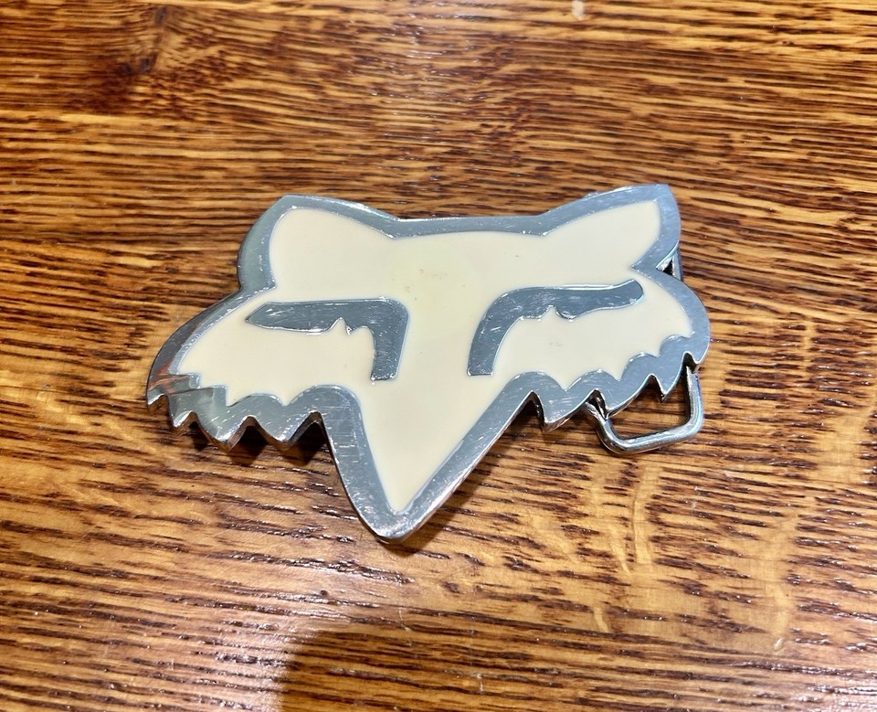 Fox Racing Logo White Cream Metal Belt Buckle Dirt Bike Rider Motocross ...