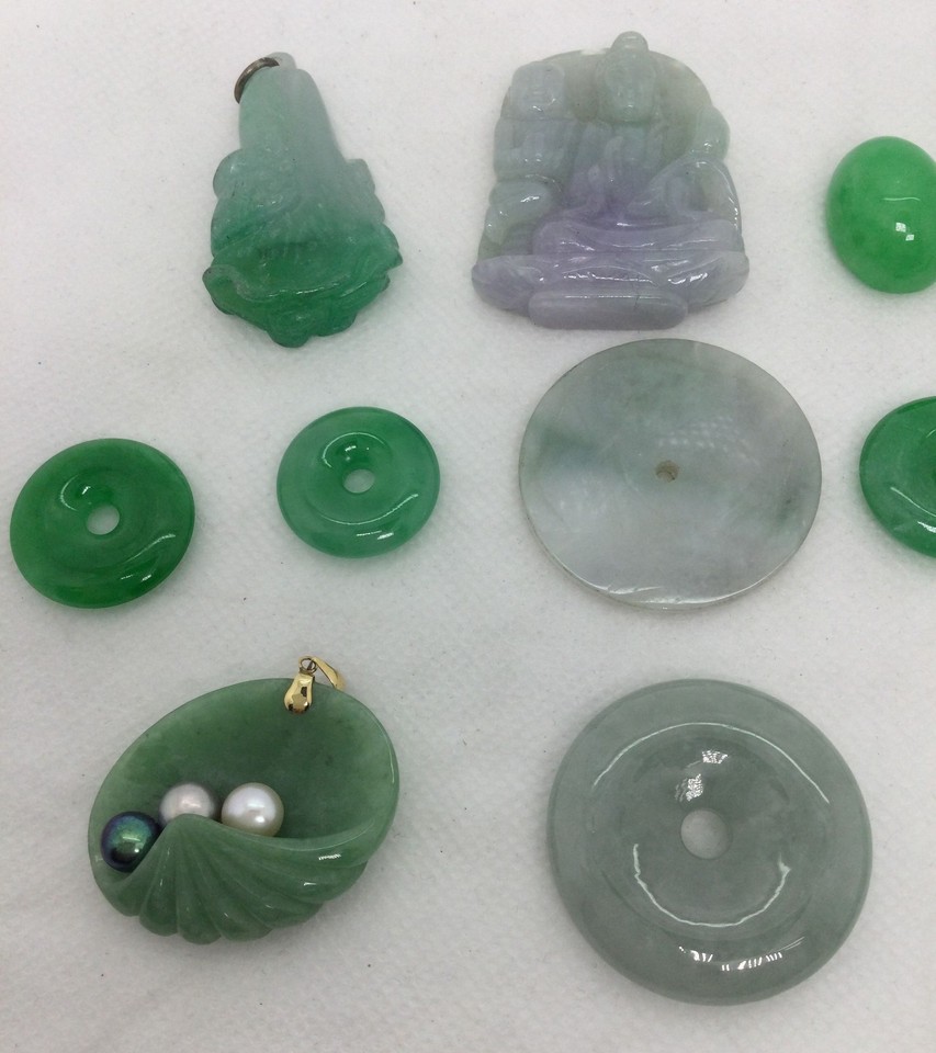 Lot of 14 Mixed Color Jade Pendants & Stones | eBay