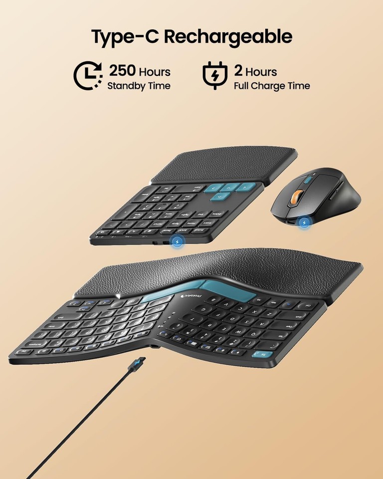 ProtoArc Ergonomic Keyboard + Mouse + Keypad, EKM04 Wireless (Newest ...