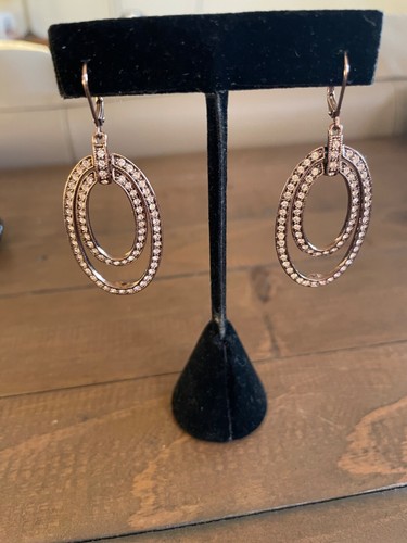 Pink Rhinestone on Copper Tone Pierced Earrings | eBay