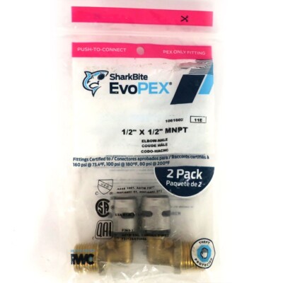 SharkBite, EvoPex, 11E, 1061602, #K120Z2, 1/2" x 1/2" MNPT, Elbow Male ...