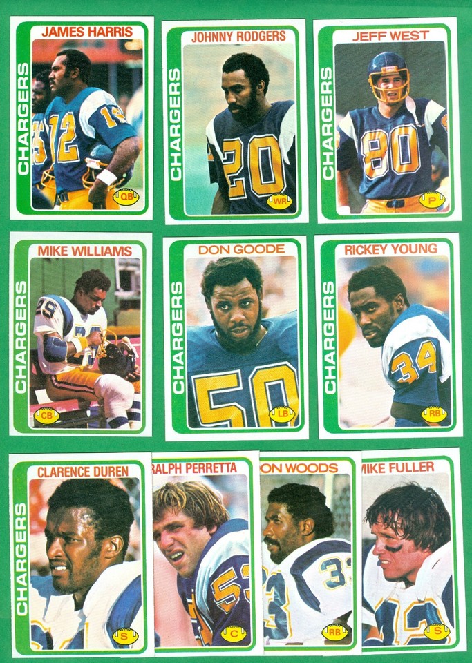 1978 TOPPS SAN DIEGO CHARGERS TEAM SET NM JOINER FOUTS BENIRSHKE RC ...