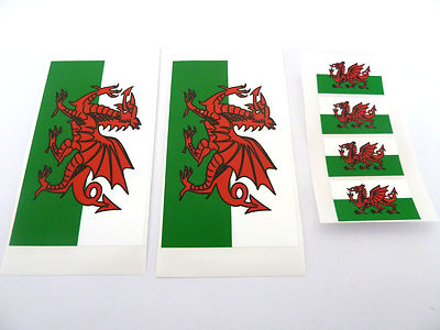 6 Vinyl, Durable Plastic Wales Flag Self-Adhesive Stickers, Welsh ...