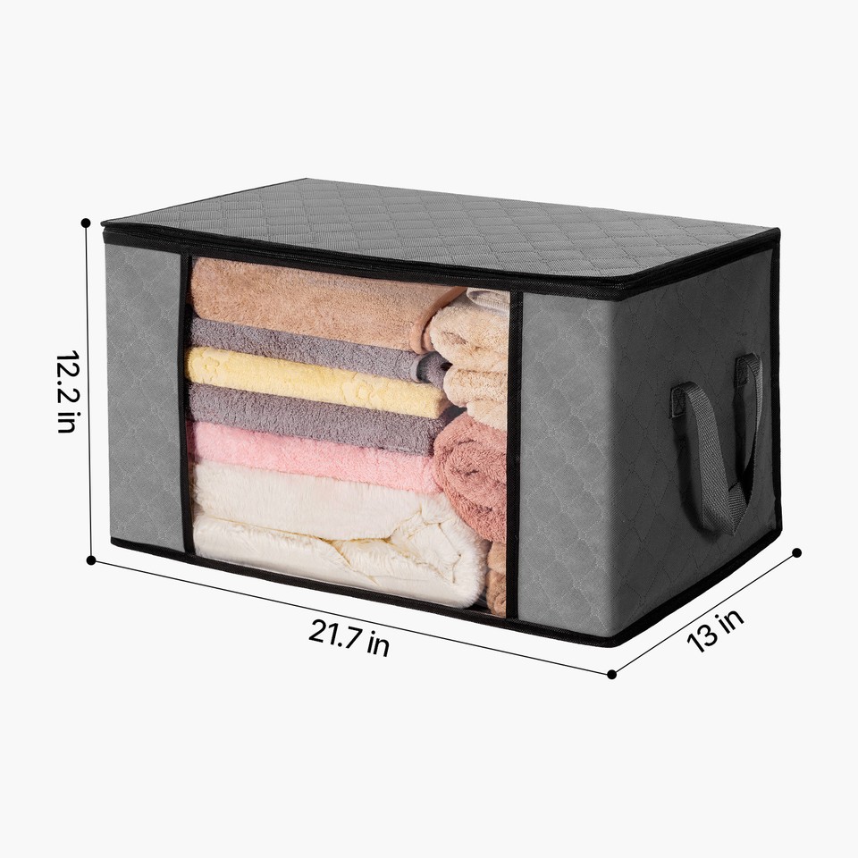 60L 6 Pack Large Cloth Storage Bags Duvet Bedding Clothing Organizer ...