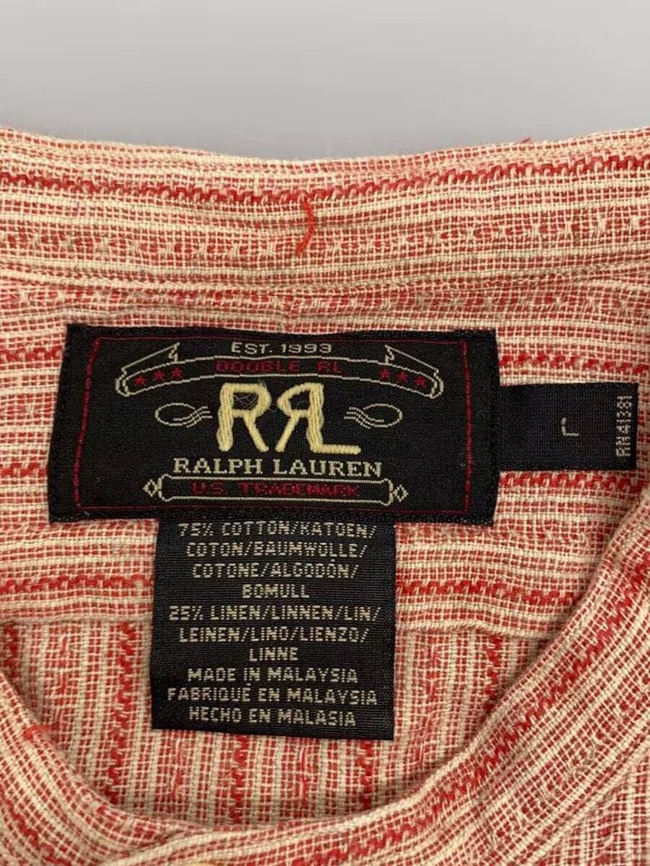 【US Duty Included】RRL Band Collar Three Star 90s Long Sleeve Shirt ...