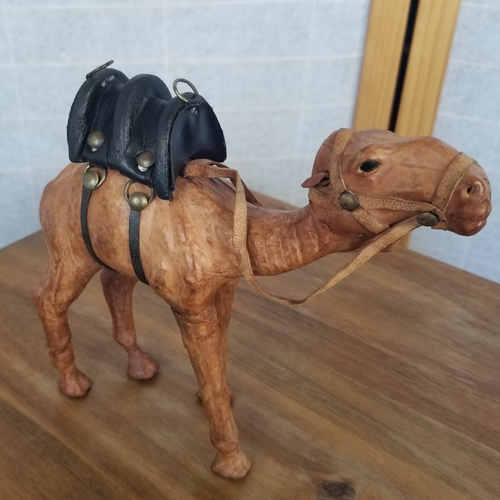 VTG Leather Wrapped Camel Figurine With Saddle Made in India Glass Eyes ...