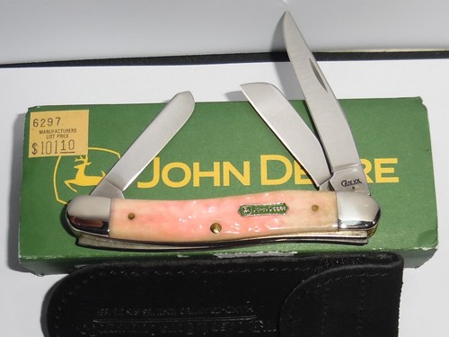 CASE XX 1 DOT 2011, 6318 PINK BONE JOHN DEERE STOCKMAN KNIFE w/BOX ...
