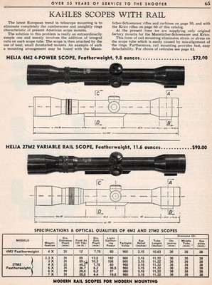 1962 Print Ad of Kahles Helia 27M2 Variable Rail & 4M2 Power Rifle ...