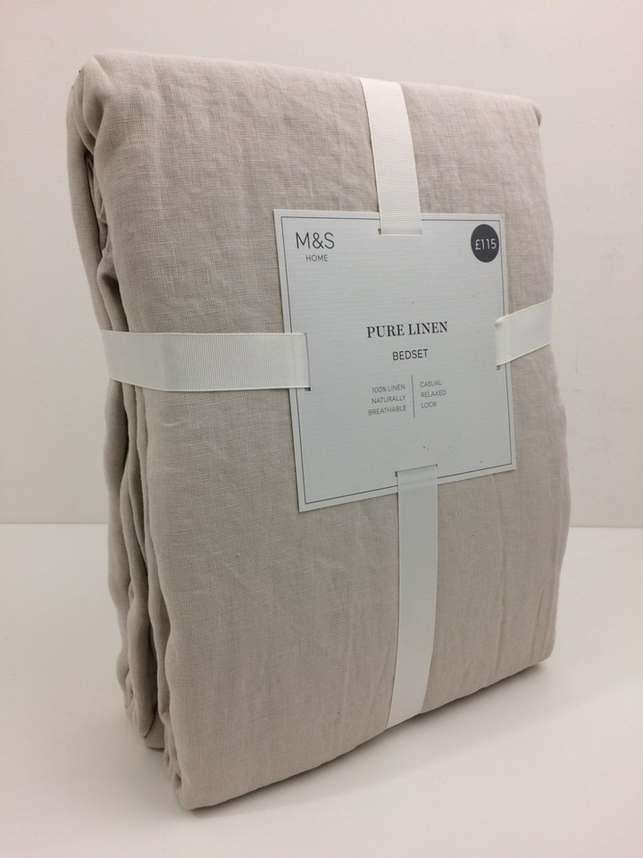 M&S Home Pure Linen Bedset Natural Super King New | eBay UK