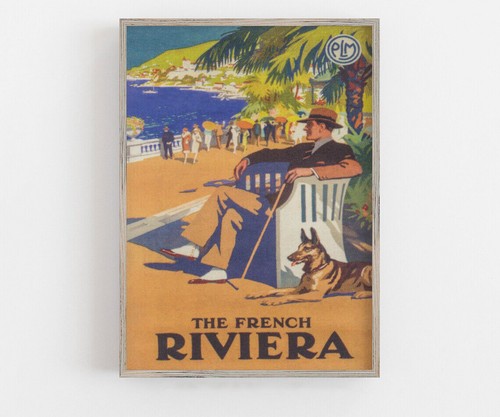 French Riviera Man and Dog Painting Wall Art poster Choose your Size ...