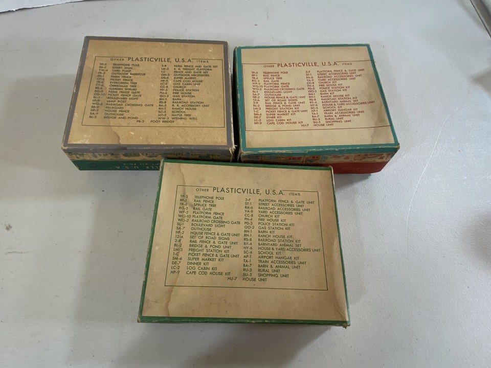 Plasticville train Fire House FH-4, House & Yard HY-6, Police Dep’t PD ...