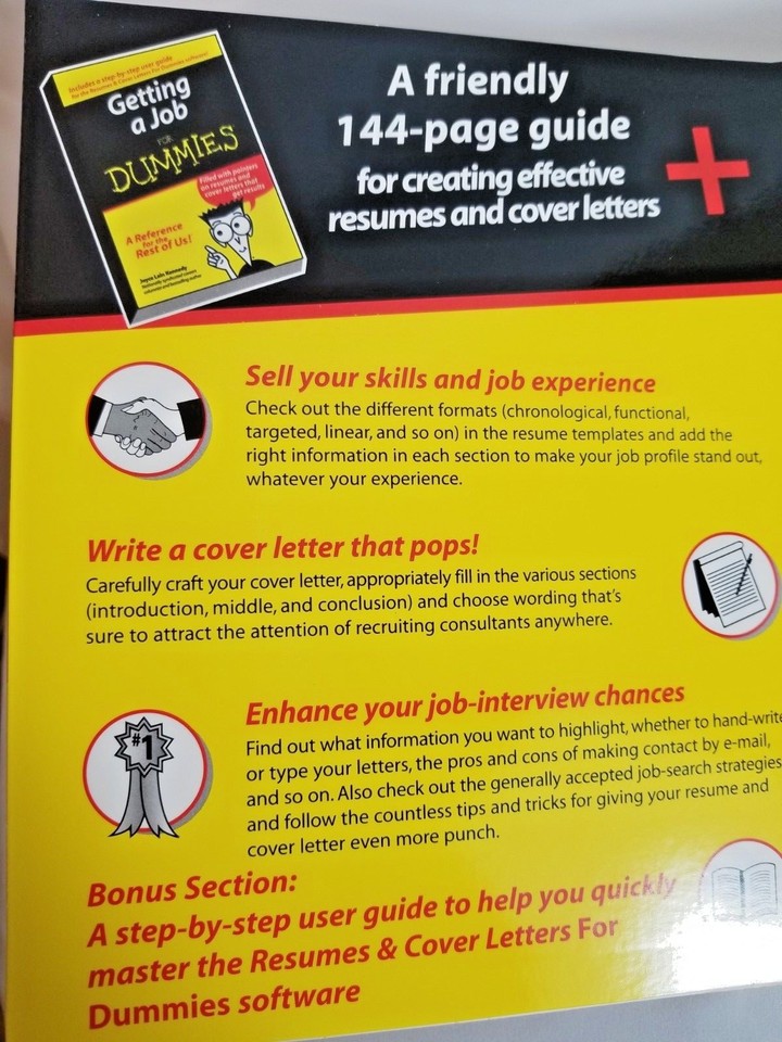 Resumes & Cover Letters for Dummies CD ROM & 144 page reference guide ...