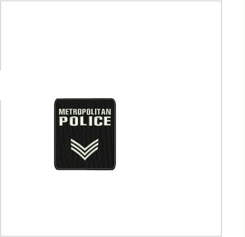 METROPOLITAN POLICE embroidery patches 4x4.5 hook ON BACK BLK/WHITE | eBay