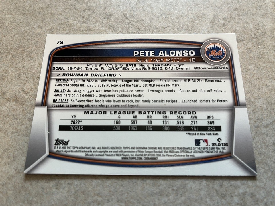 2023 Bowman Chrome #78 Pete Alonso Mega Box Mojo MLB New York Mets | eBay
