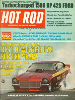1971 Hot Rod Magazine: Barry Setzer & Kelly Brown Vega Funny/Best New ...